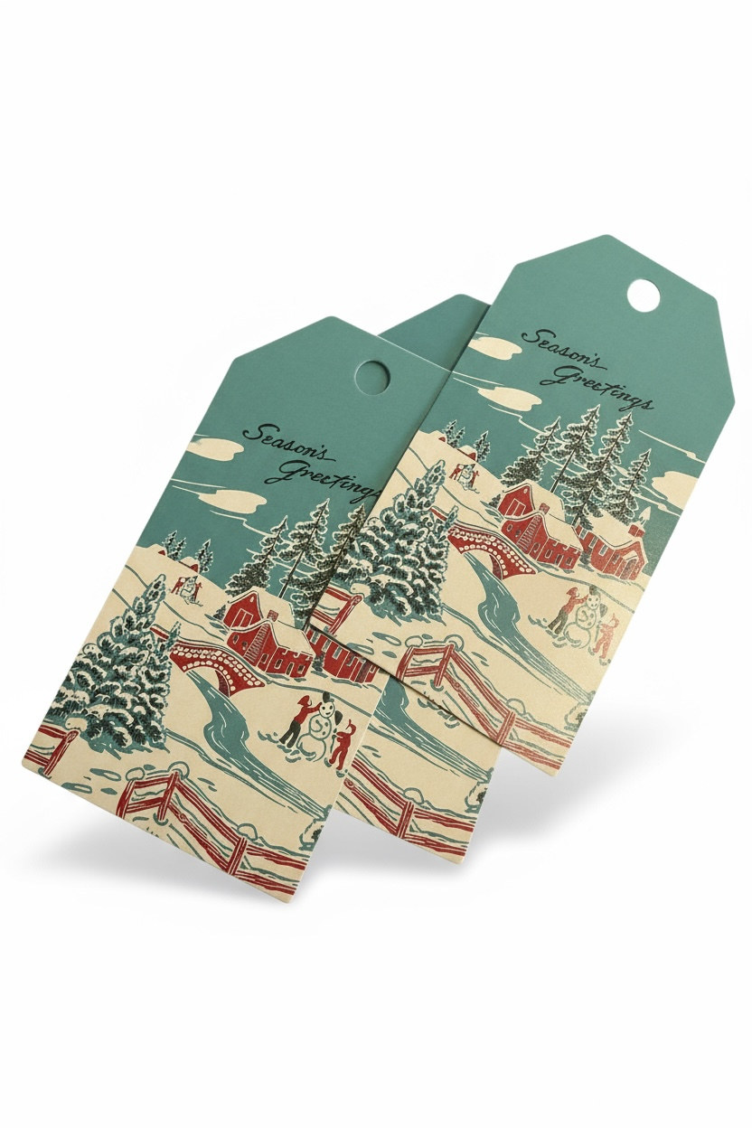 Set of 10 Vintage Holiday Snow Scene Gift Tags – With Love From Minnesota