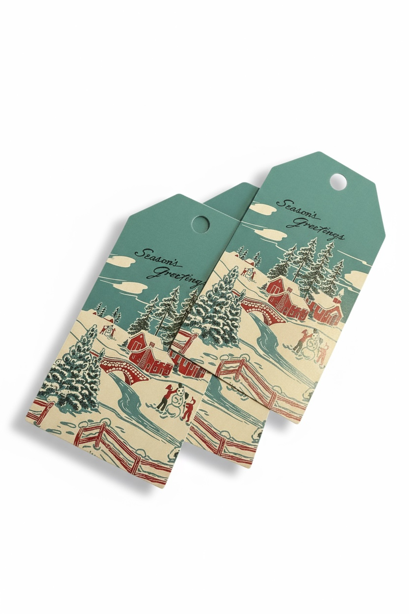 Set of 10 Vintage Holiday Snow Scene Gift Tags – With Love From Minnesota